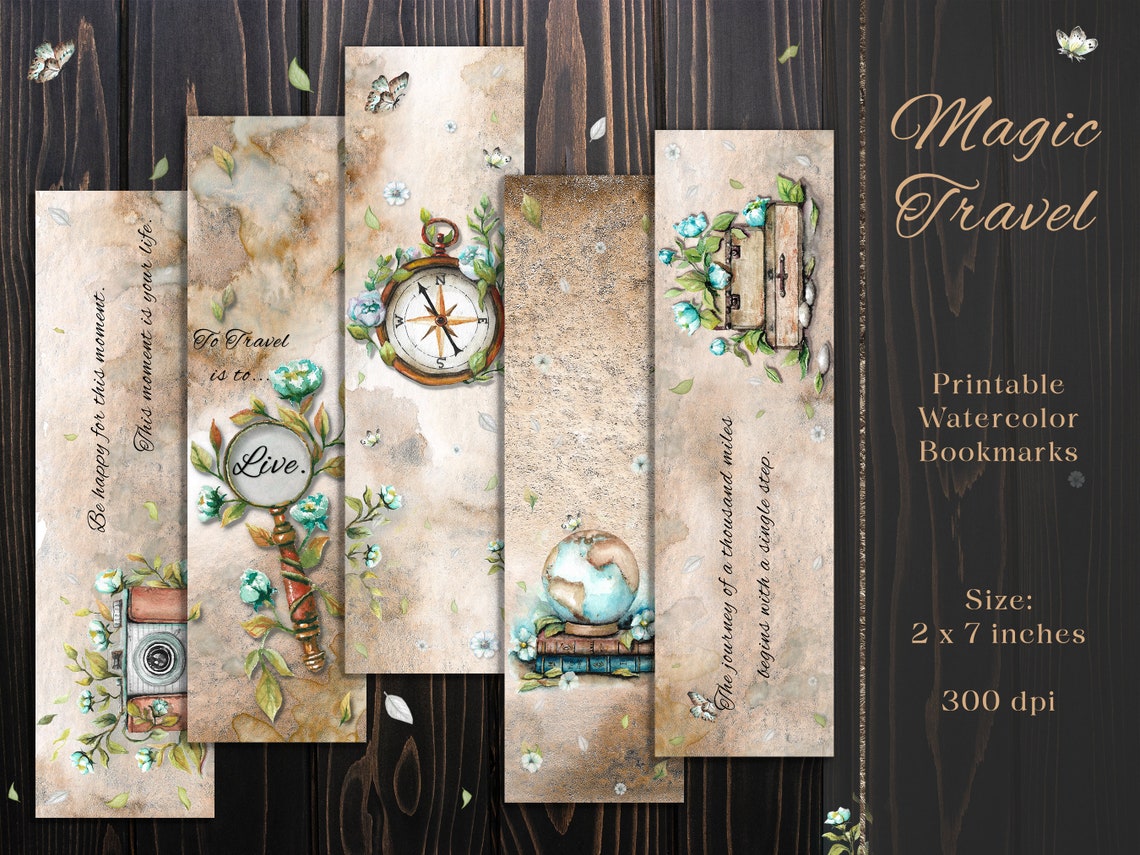 Magic Vintage Travel Printable Bookmarks, Digital Bookmark, Vintage ...