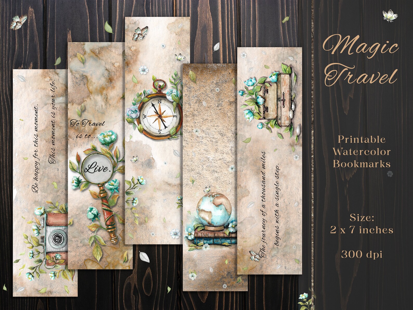 Magic Vintage Travel Printable Bookmarks, Digital Bookmark, Vintage ...