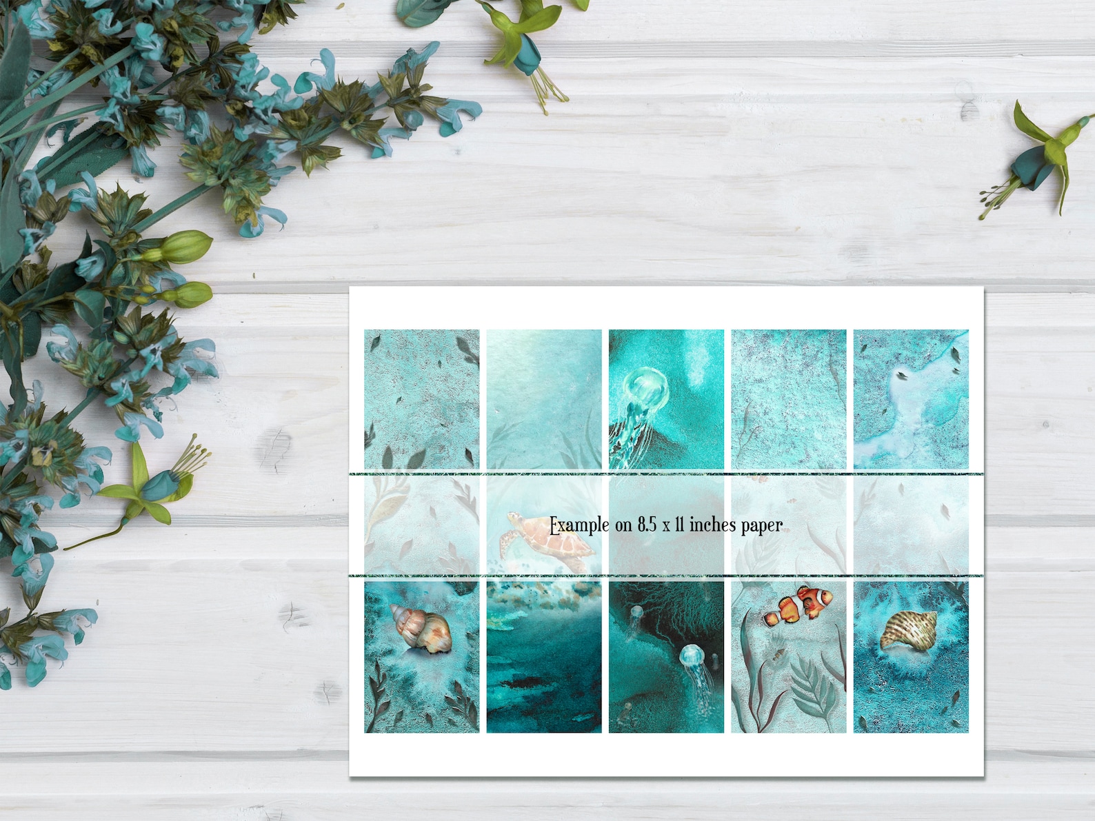 Watercolor Under the Sea Bookmarks: Sea Turtle, Jellyfish (digital ...