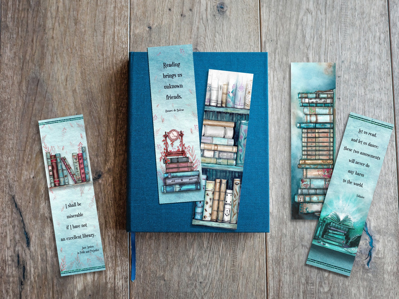 Printable Bookmarks Bookshelf, PNG Bookmark With Vintage Watercolor ...