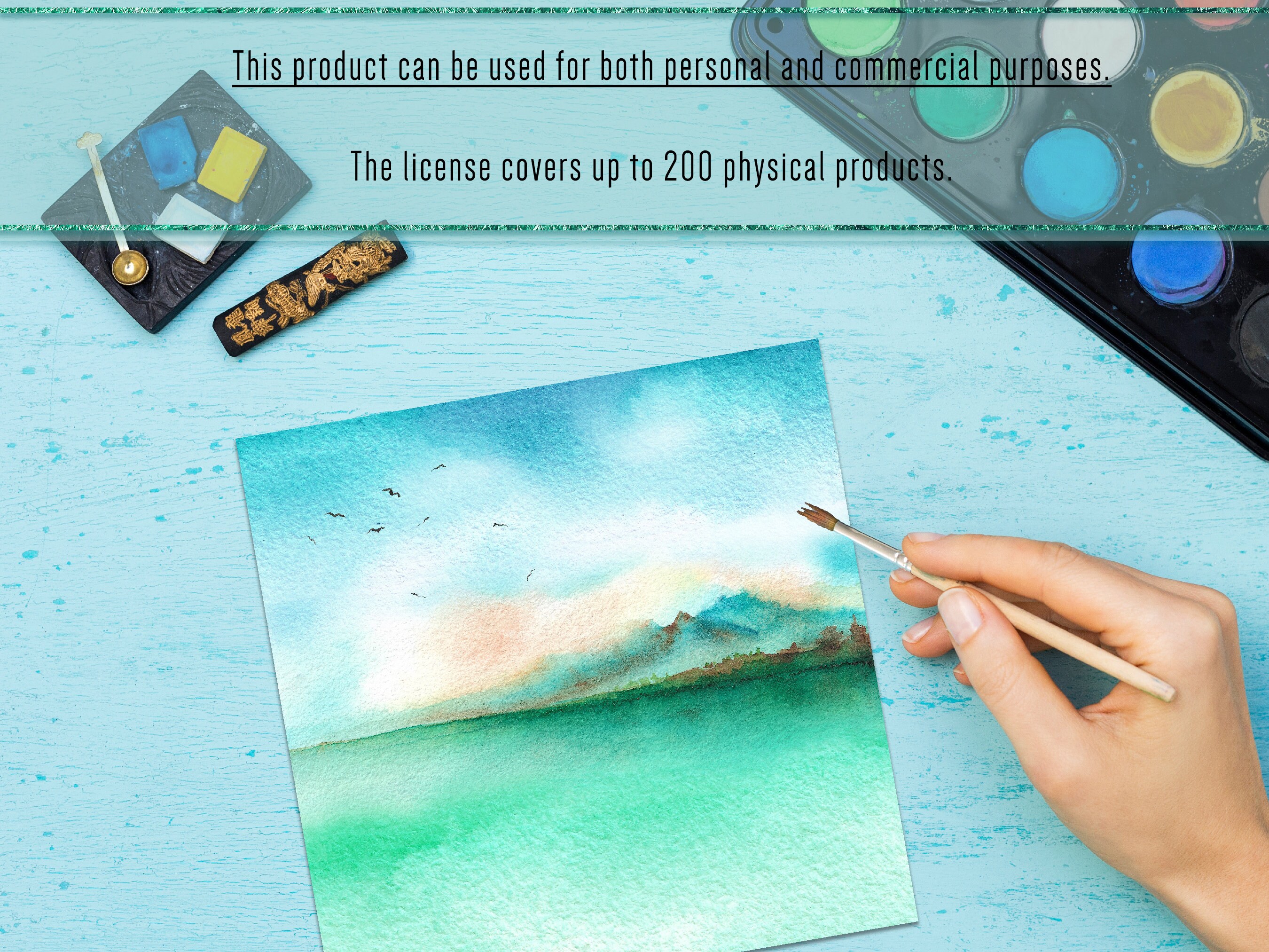 Lakes and Mountains Digital Papers, Watercolor Landscapes, Scrapbook ...