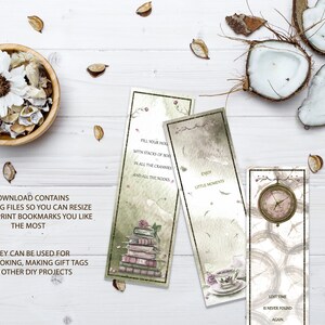 Printable Vintage Bookmarks, Digital Bookmarks PNG, Watercolor Labels ...