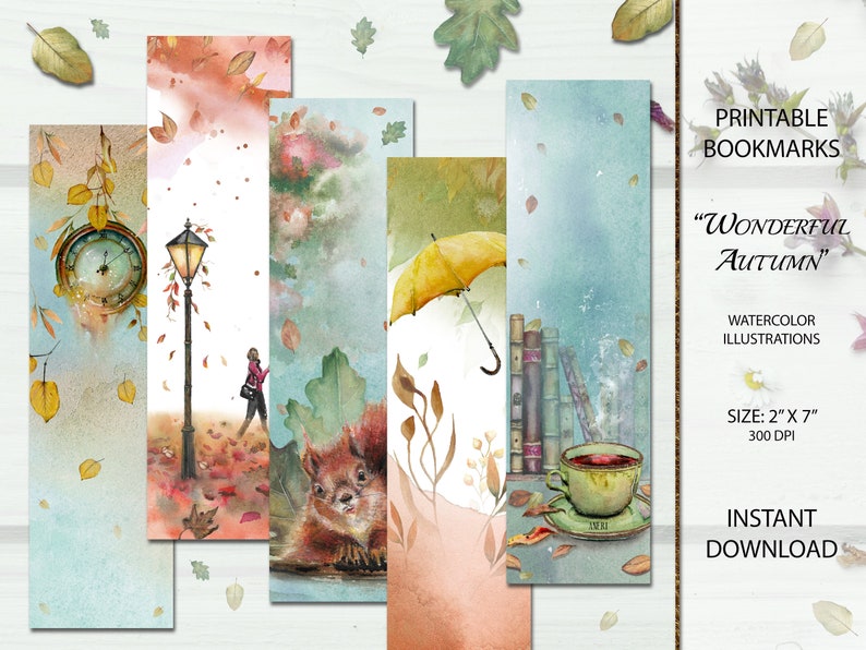 Autumn Inspired Digital Bookmarks Set of 5 Printable - Etsy