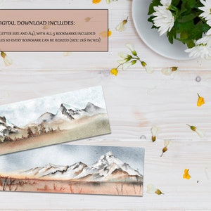 Printable Bookmarks With Watercolor Mountain Illustrations - Etsy