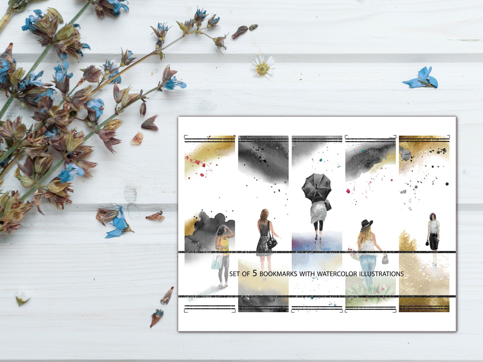 Printable Bookmarks With People, Watercolor Illustrations, Women ...