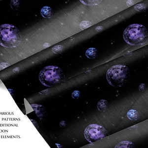 Dark Moon Clipart and Seamless Patterns Watercolor Moon - Etsy