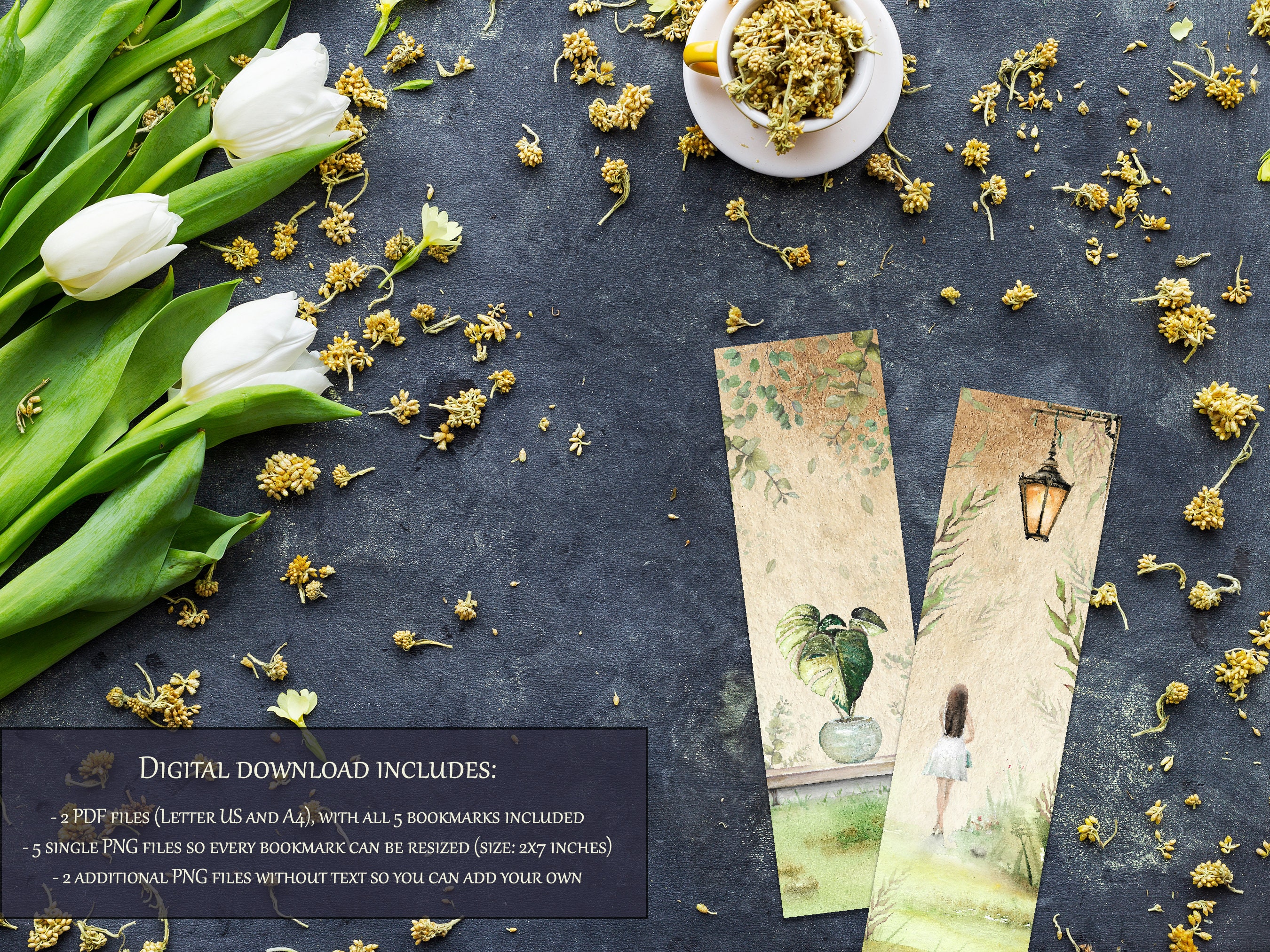 Digital Bookmarks "my Secret Places", Printable PNG Bookmark, Green ...