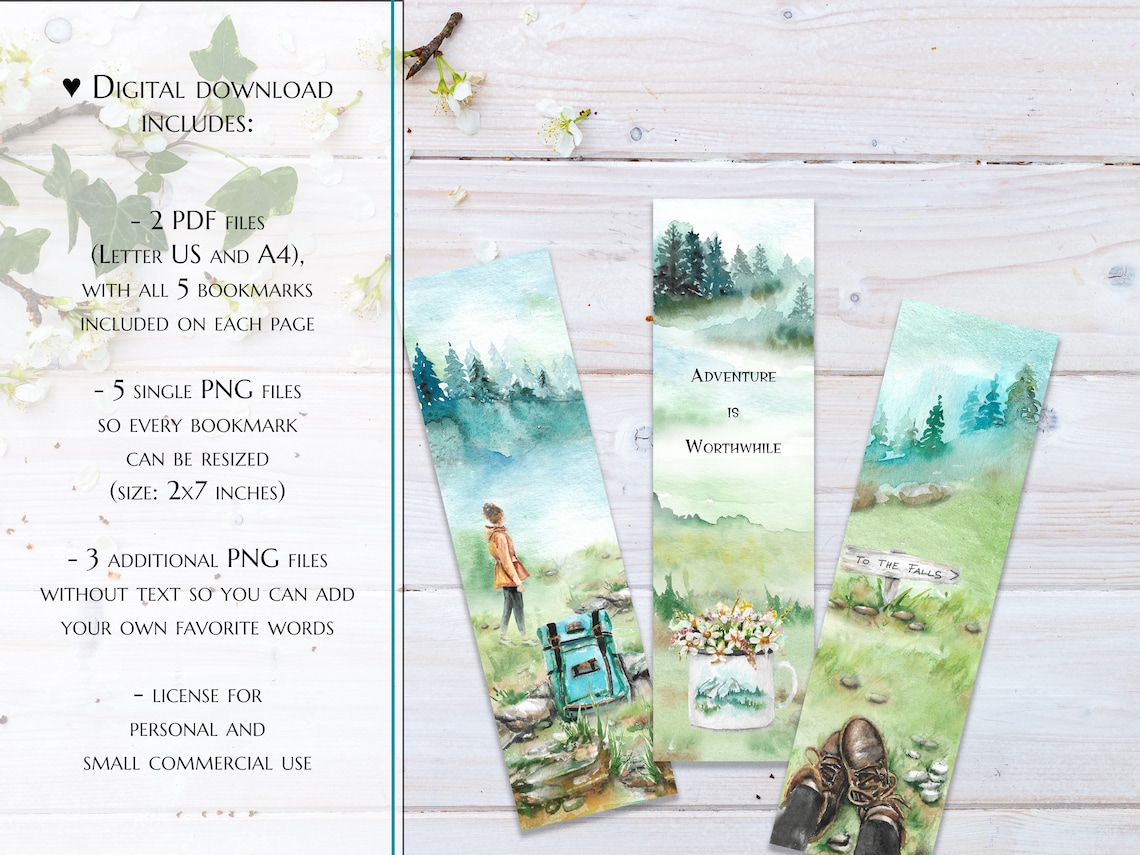 Wanderlust Printable Bookmarks, Digital Travel Bookmark, Watercolor ...