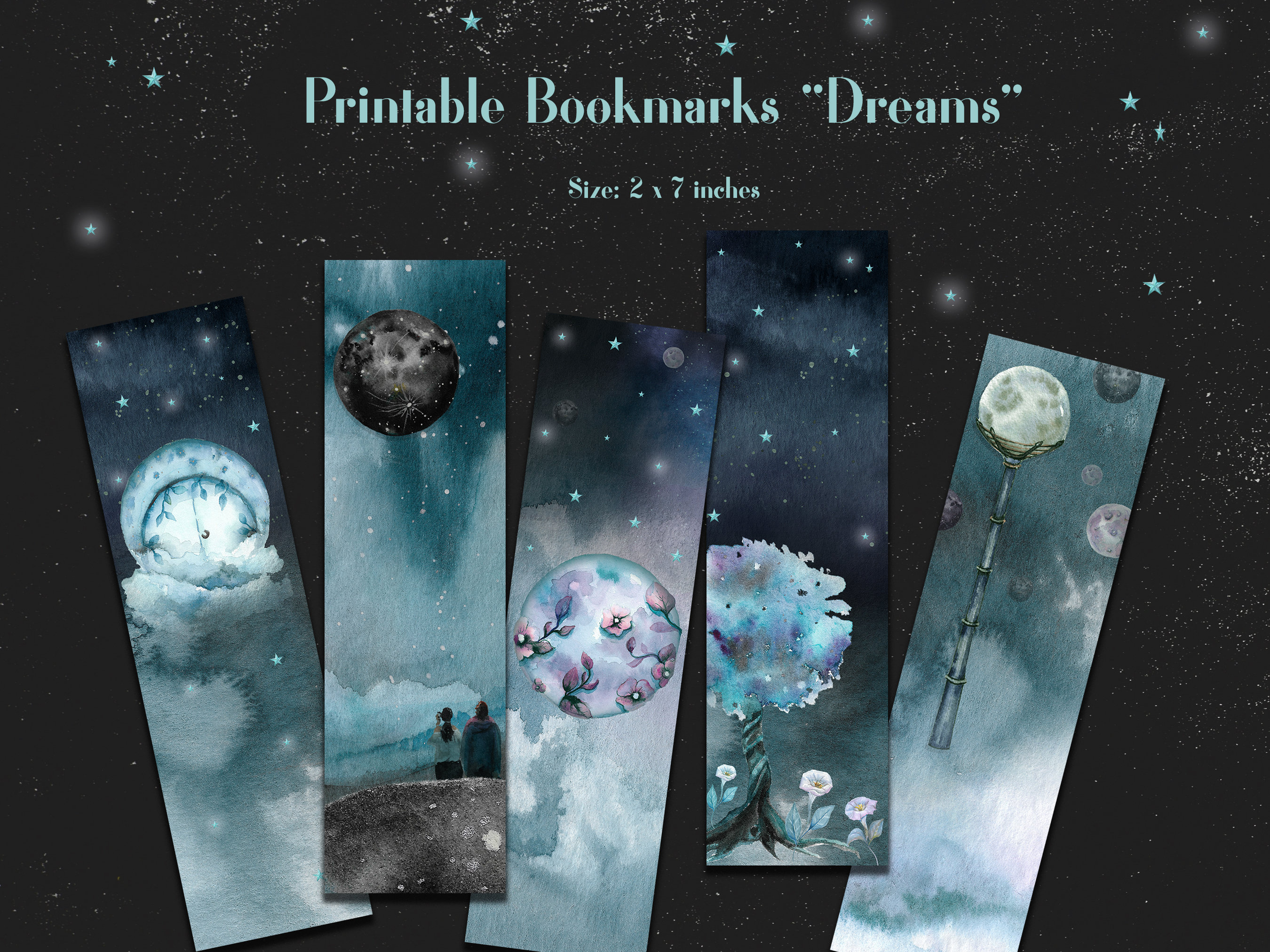 Dreamy Printable Bookmarks, Fantasy Bookmarks Set, Dreamy Labels ...