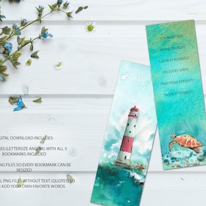 Printable Bookmarks With Watercolor Illustrations, Summer, Sea Bookmark ...