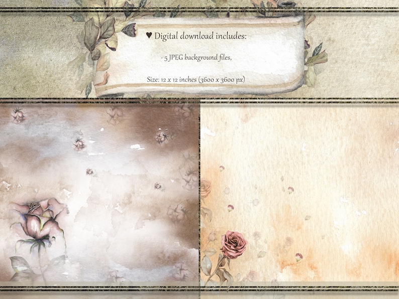 5 Digital Vintage Paper nostalgia, Printable Scrapbook Papers, Old ...