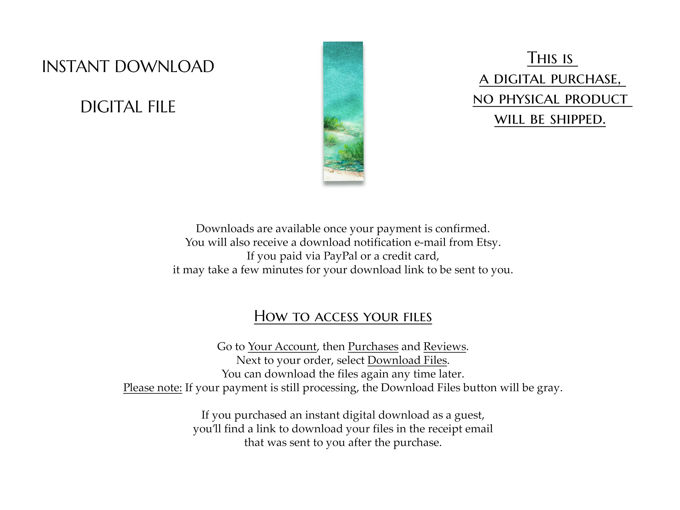 Calm Waters Digital Bookmarks, Set of 5 Printable Bookmarks With ...