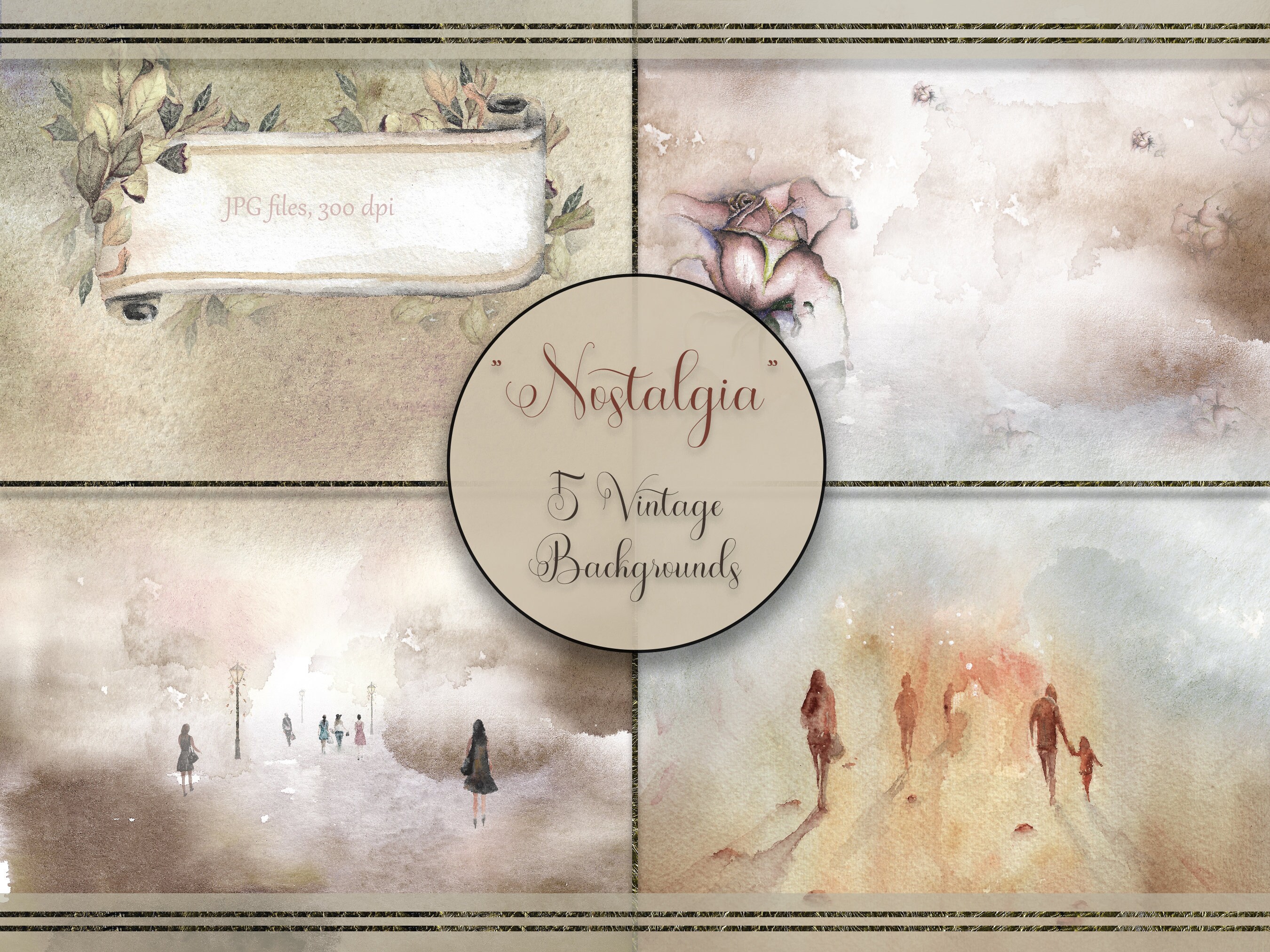 5 Digital Vintage Paper nostalgia Printable - Etsy