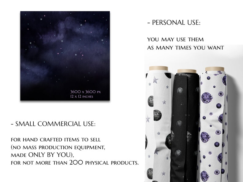 Dark Moon Clipart and Seamless Patterns Watercolor Moon - Etsy