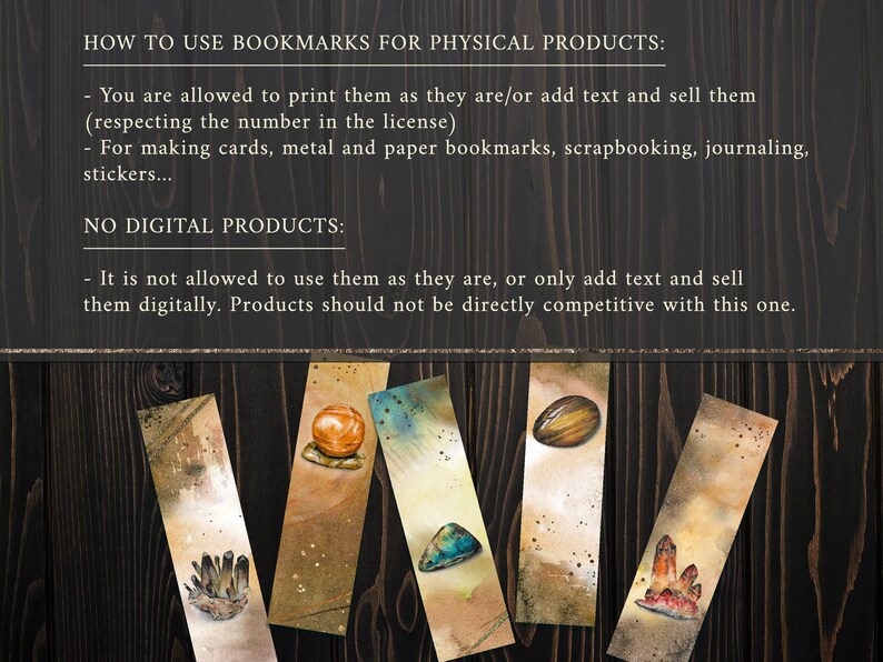 Watercolor Crystals Printable Bookmarks, Digital PNG Bookmark, Brown ...
