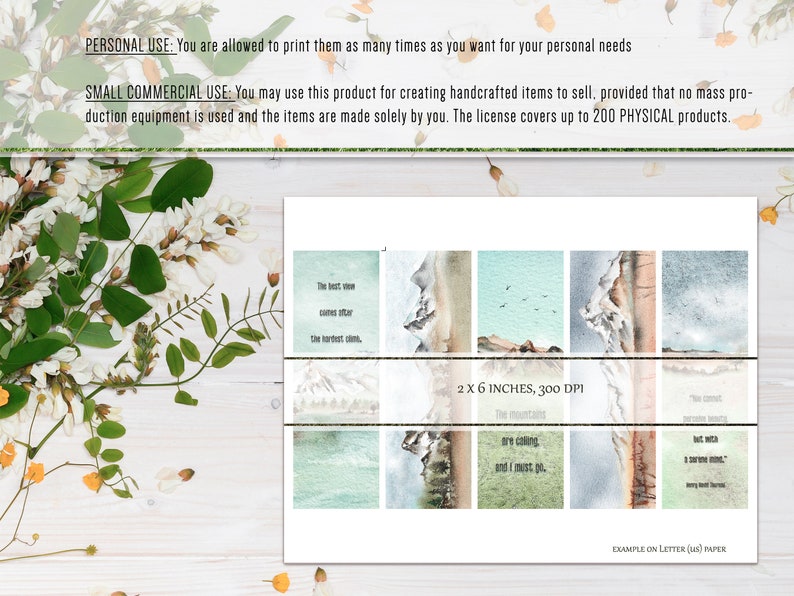 Printable Bookmarks With Watercolor Mountain Illustrations, Digital ...