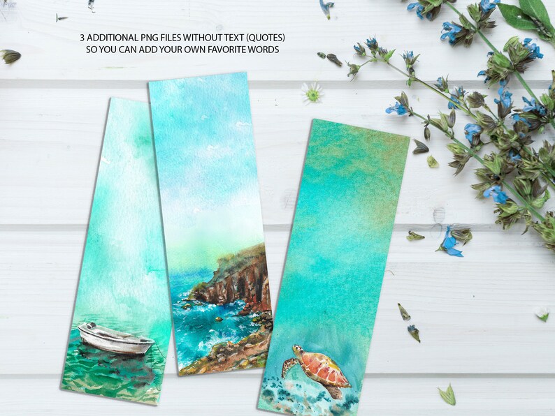 Printable Bookmarks With Watercolor Illustrations, Summer, Sea Bookmark ...