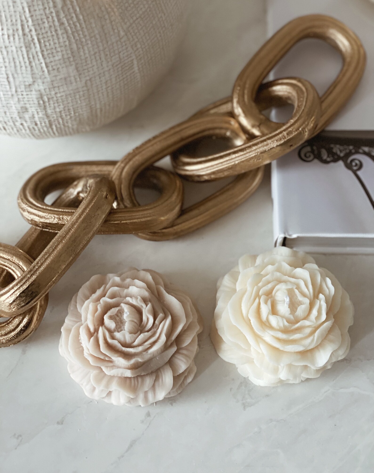 Peony Flower Pillar Candle Bloom Candle Soy Wax Candle - Etsy