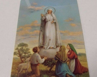 Vintage Nun's Holy Card, Our Lady of Fatima W/ Rosary & Children ...