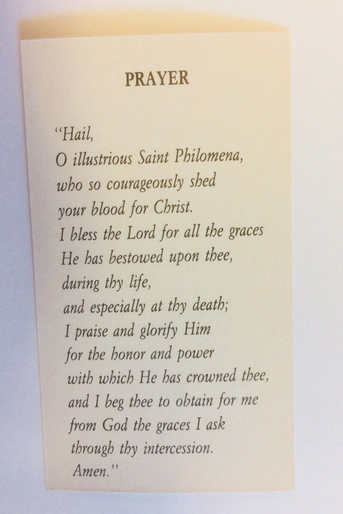 Saint Philomena Prayer Card New From Italy - Etsy