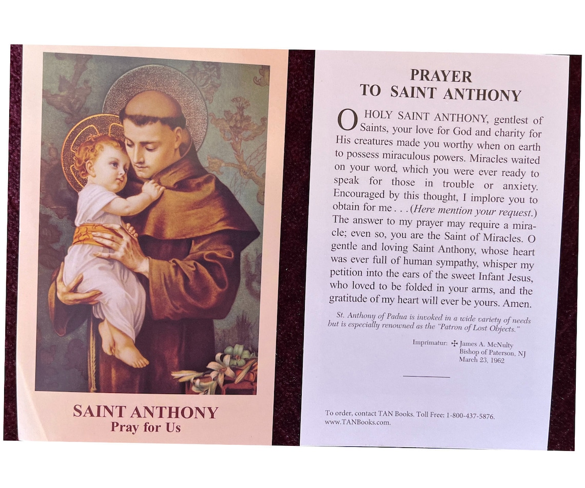 Saint Anthony of Padua Prayer Card for Anxiety - Etsy