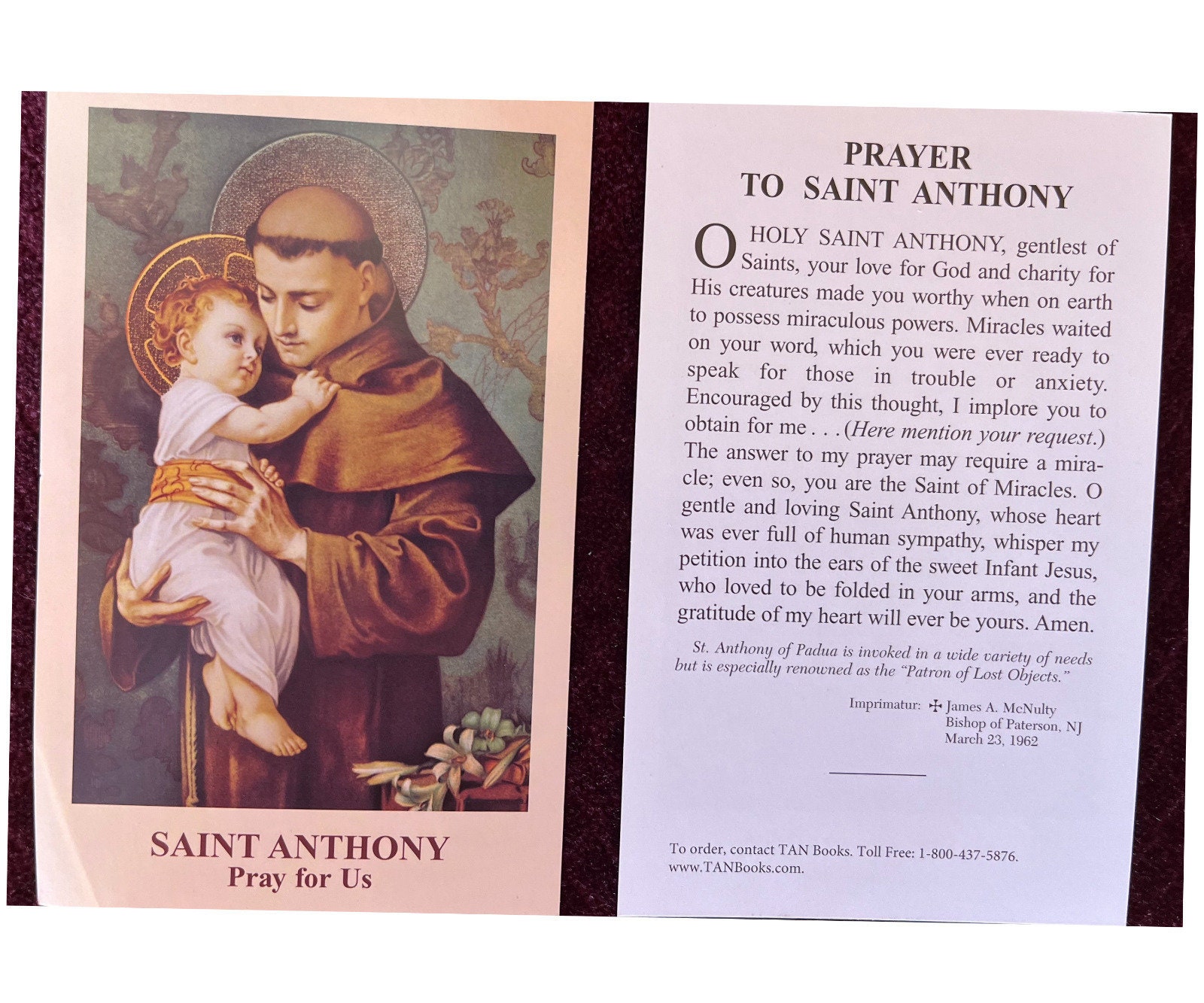 Saint Anthony of Padua Prayer Card for Anxiety - Etsy