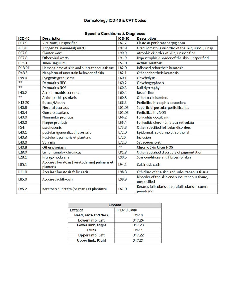 PA Dermatology Handbook + ICD-10 & CPT Code List - Etsy