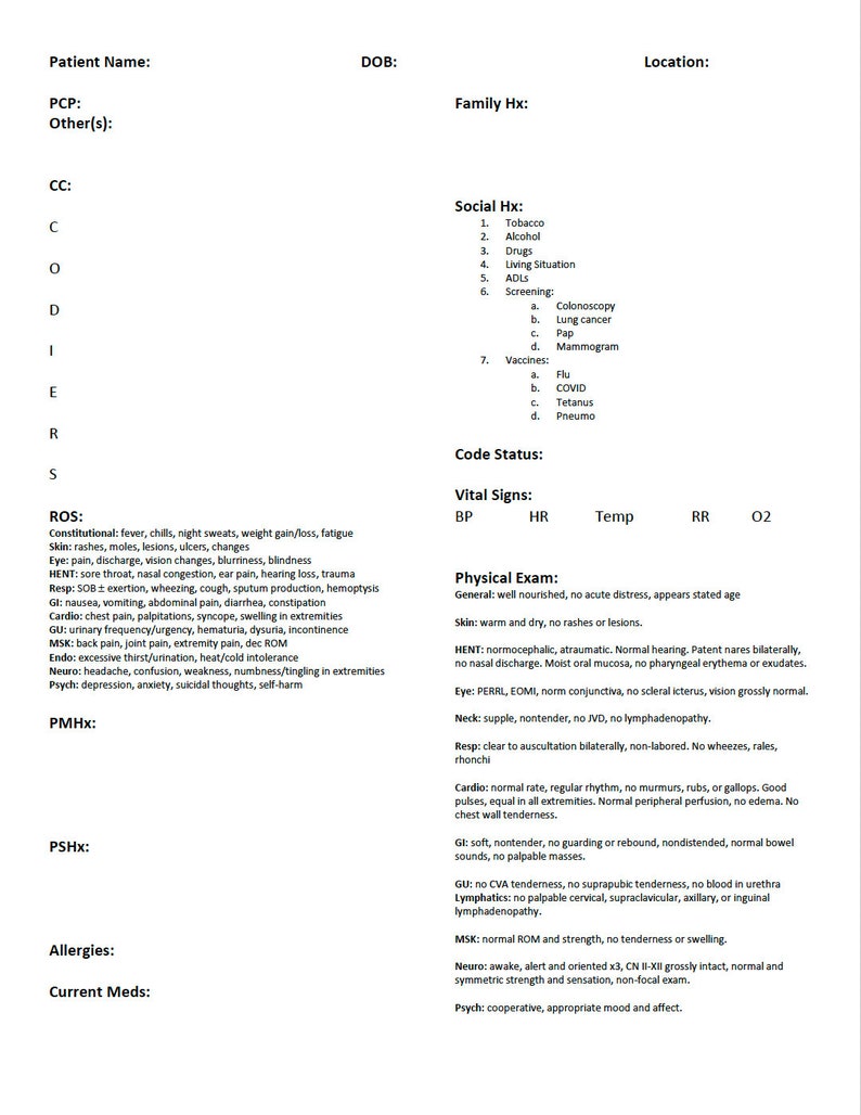 Clinical Year - Internal Medicine H&P Templates - Etsy Clinical Year - Internal Medicine H&P Templates - Etsy
