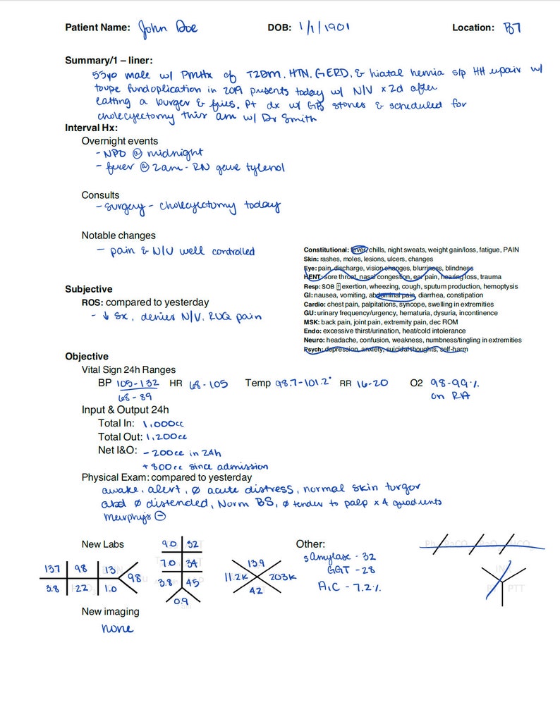 Clinical Year - Internal Medicine H&P Templates - Etsy
