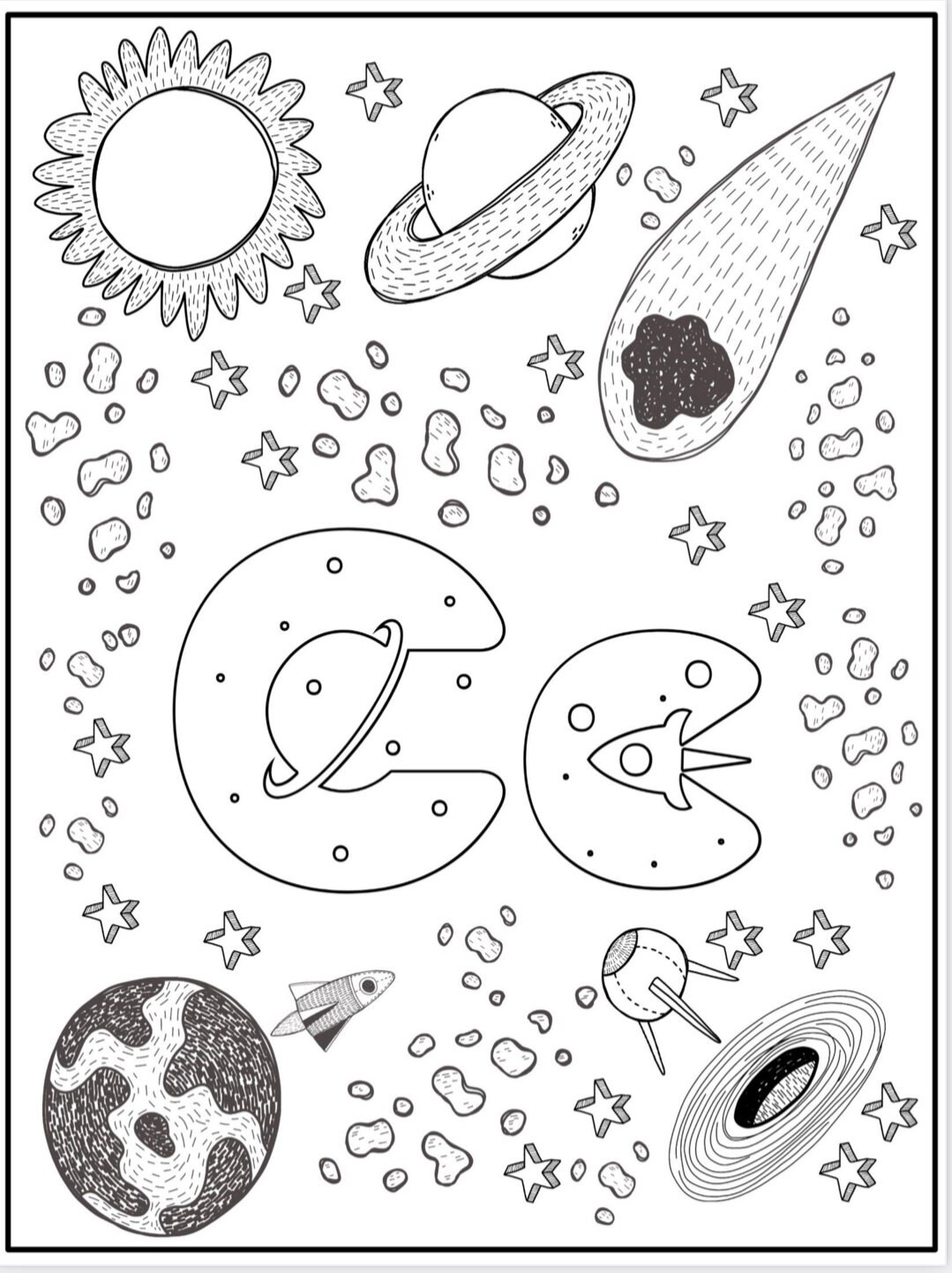 Space Alphabet Coloring Book - Etsy