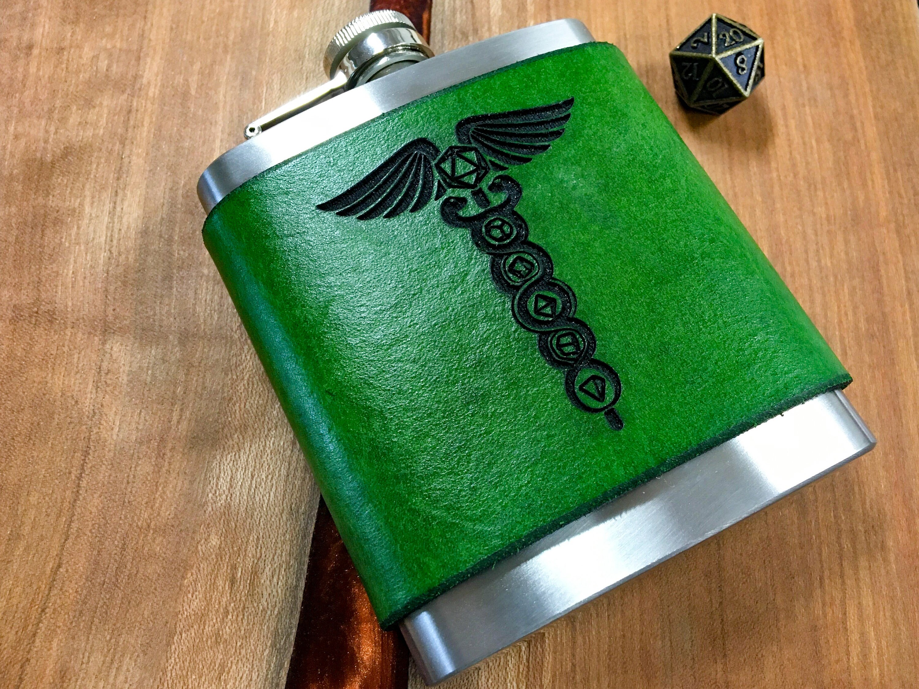 DND Flask DND Dice Caduceus for Healer Engraved | Etsy