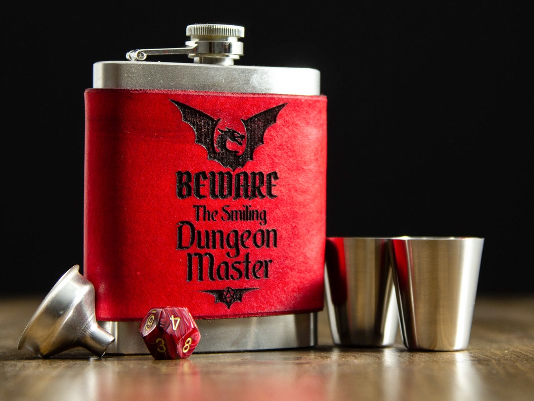 DND Flask Beware the Smiling Dungeon Master Leather - Etsy