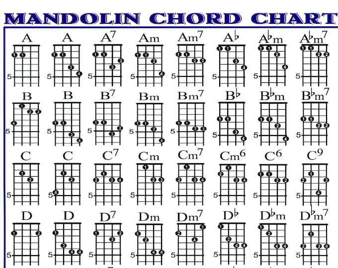 Mandolin Chord Chart for Mandolin - Etsy
