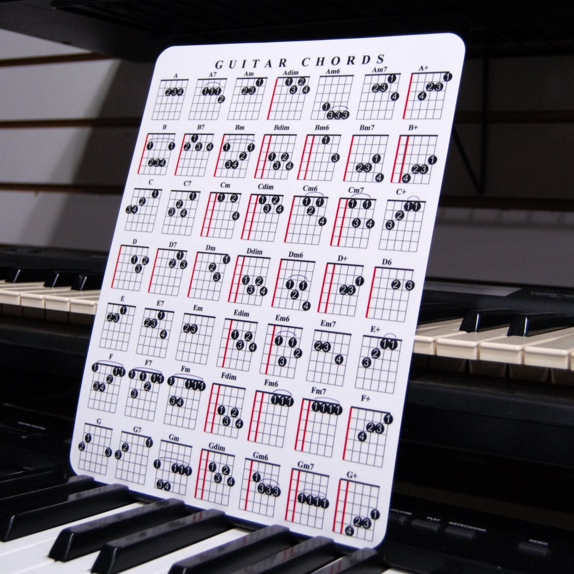 Guitar Chord Chart Guitar Lesson Quick Reference - Etsy