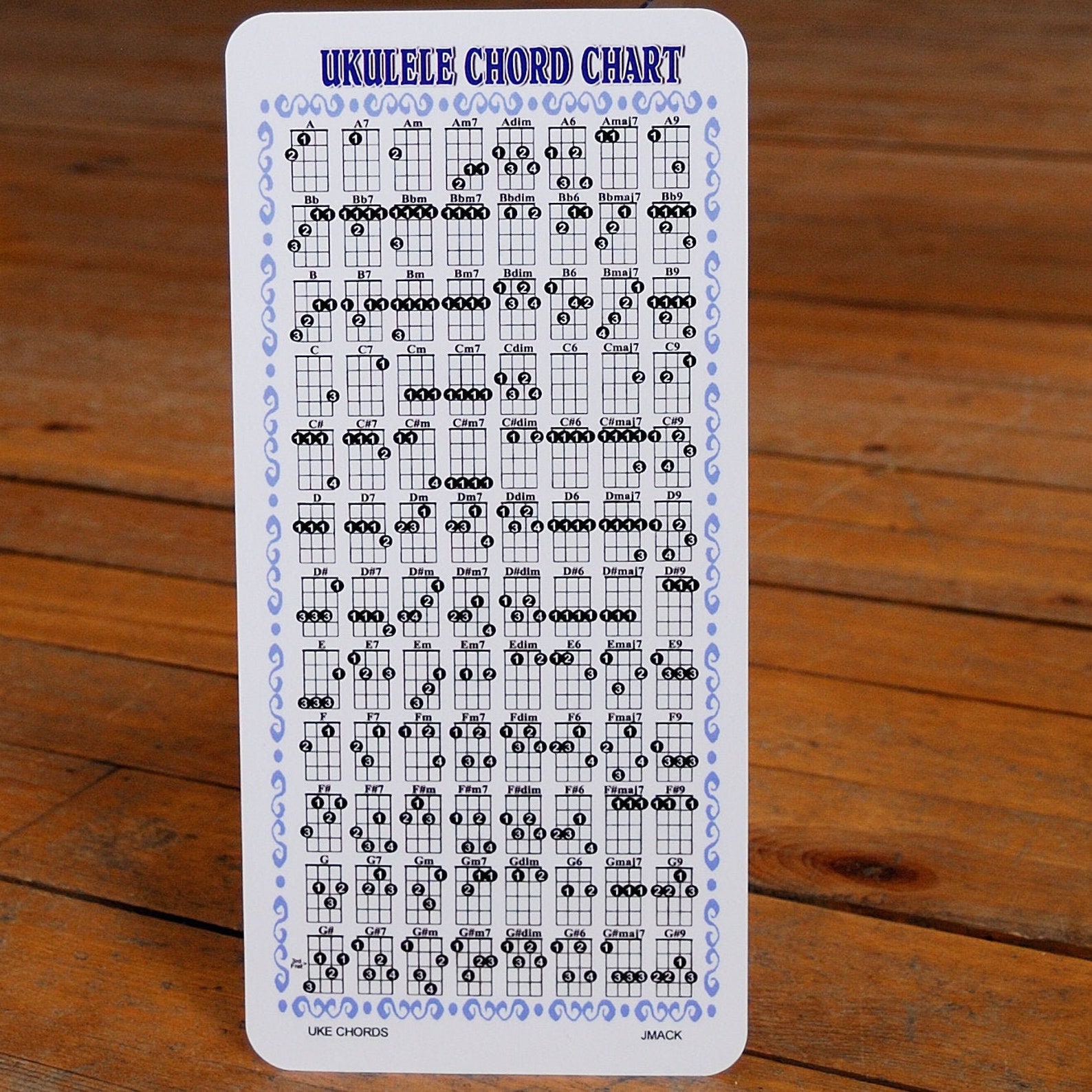Uke Chord Chart for Ukulele Lesson G C E A | Etsy