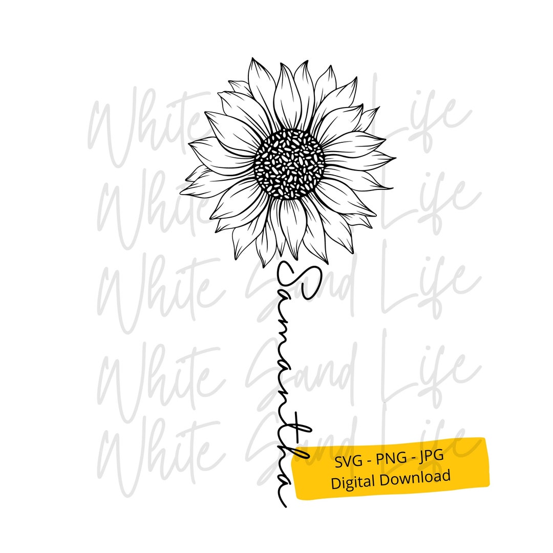Personalized Sunflower Svg, Sunflower Png, Sunflower With Name Clip Art ...