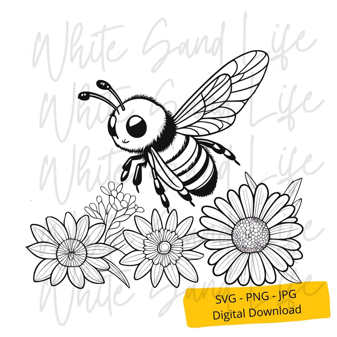 Bee Svg, Sunflower Svg, Daisy Svg, Bee Sublimation Design, Digital File ...