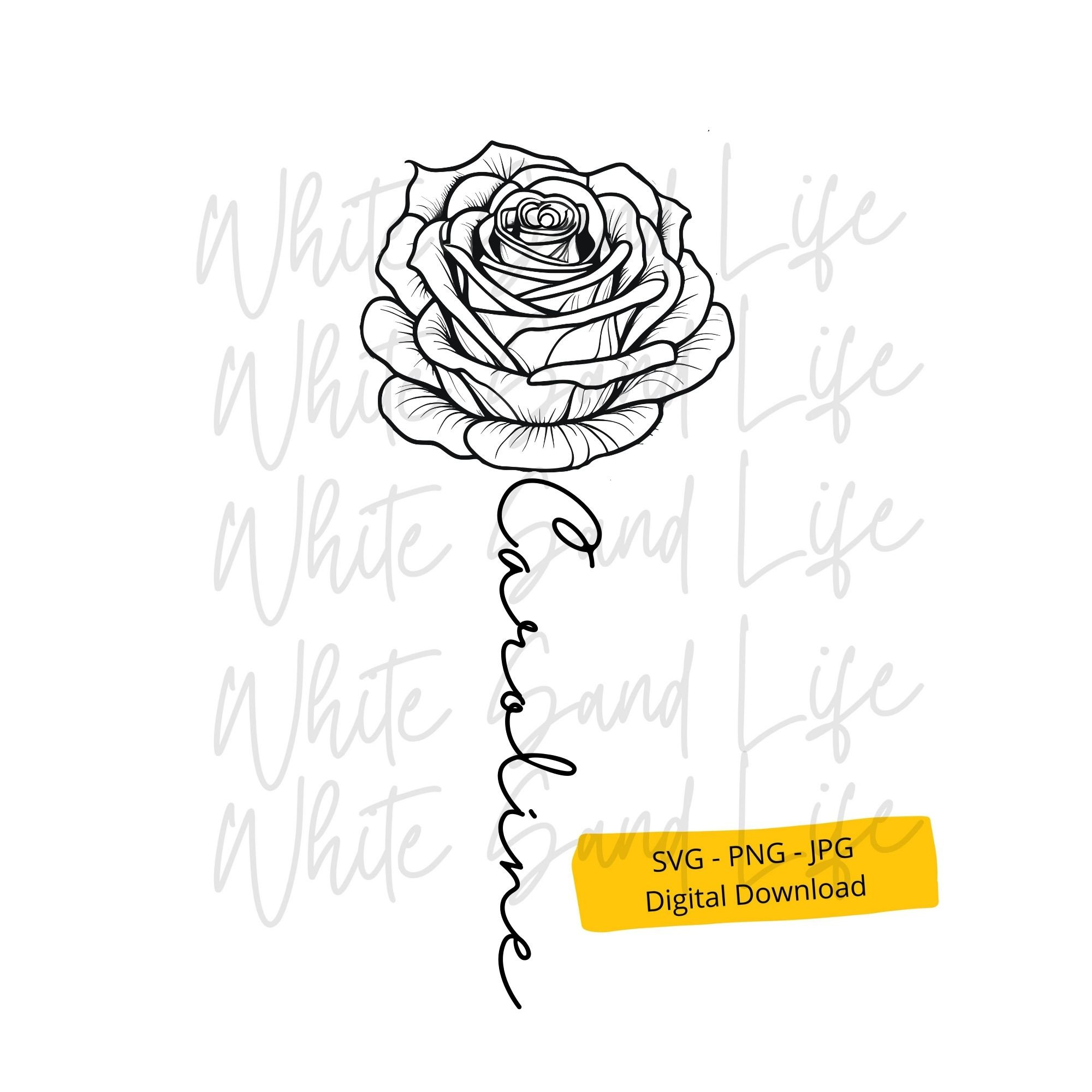 Personalized Rose Svg, Rose Png, Rose With Name Clip Art, Svg Shirt ...