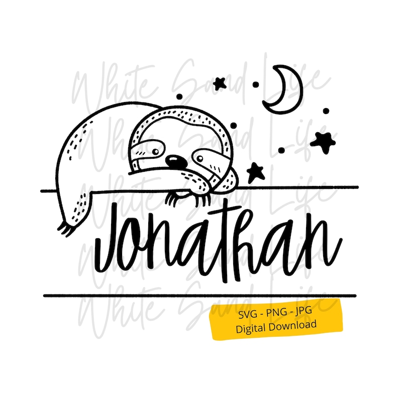 Personalized Sloth Monogram Svg, Sloth Png Sublimation, Sloth Clip Art ...