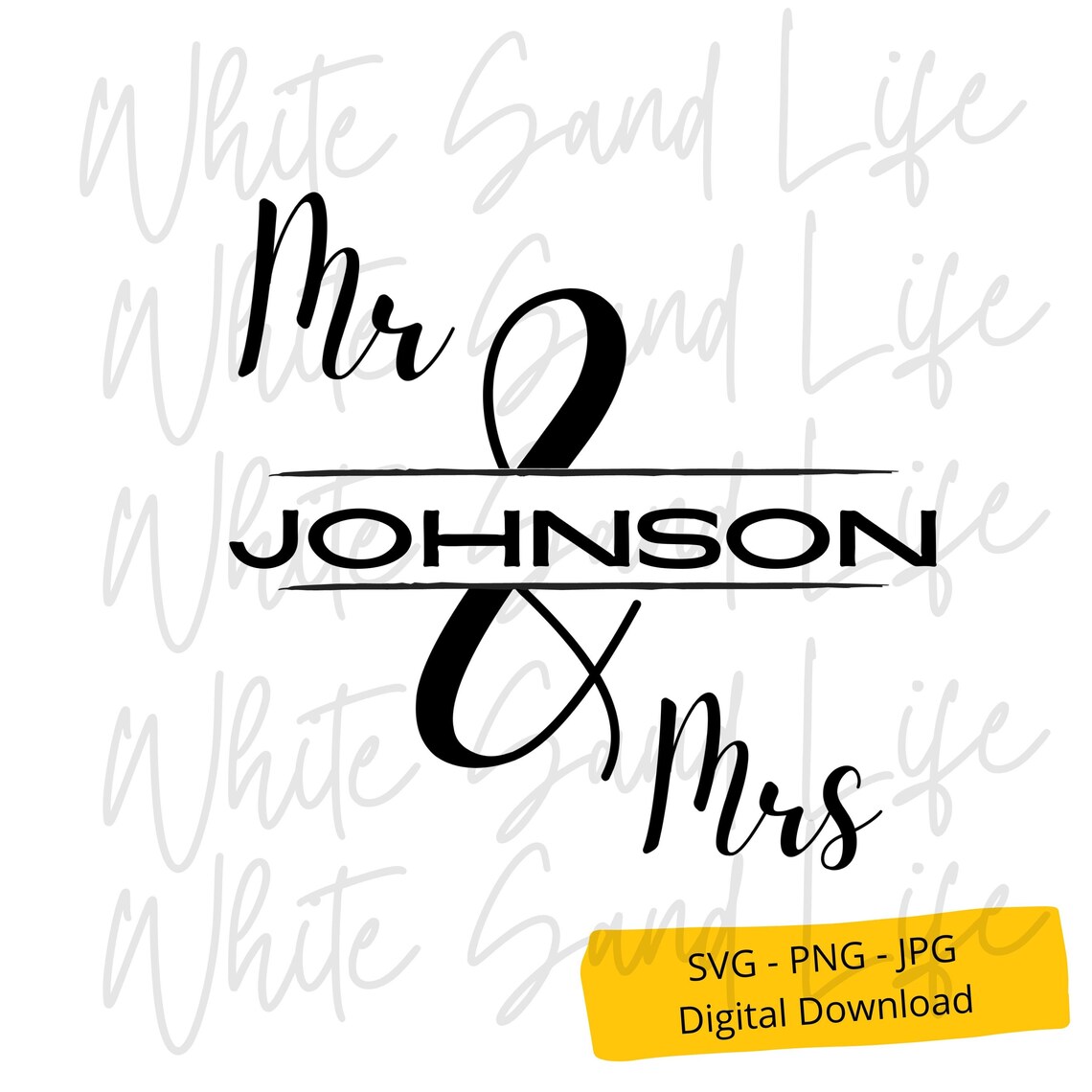 Personalized Mr and Mrs Svg, Split Monogram Wedding Svg, Bride and ...