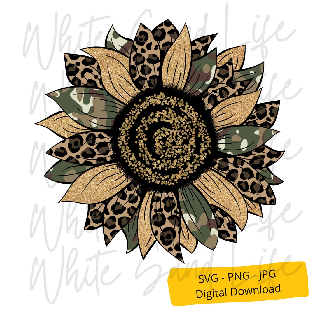 Camo Leopard Sunflower Svg, Army Leopard Sunflower Png, Floral Cricut ...