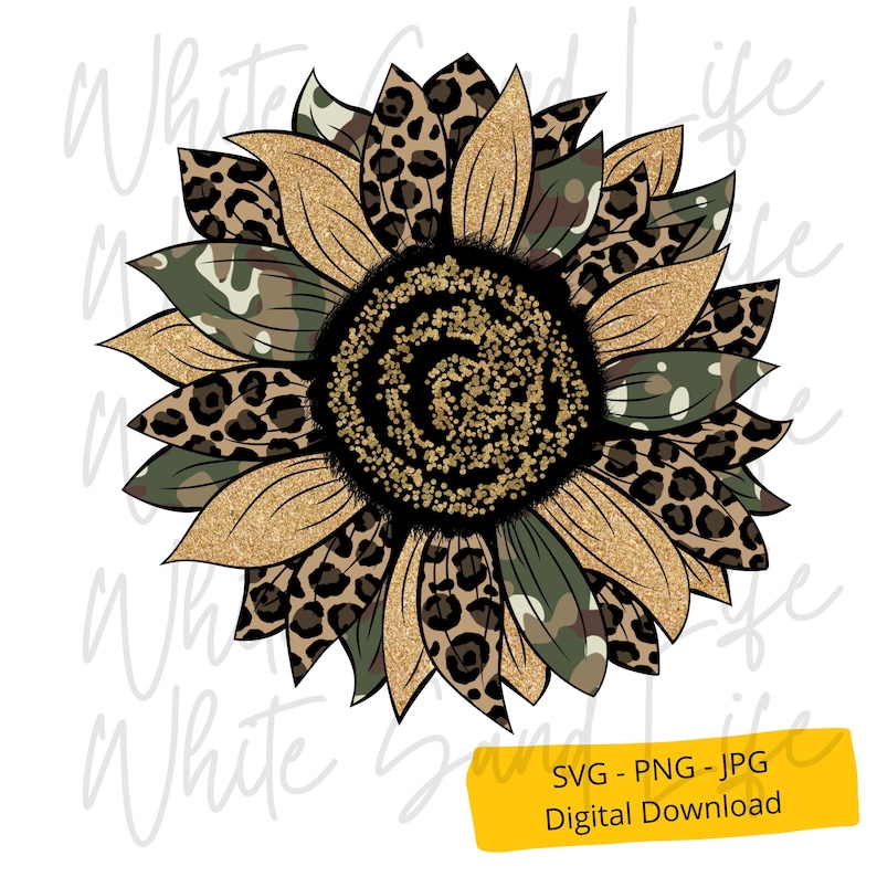 Camo Leopard Sunflower Svg Army Leopard Sunflower Png Floral - Etsy