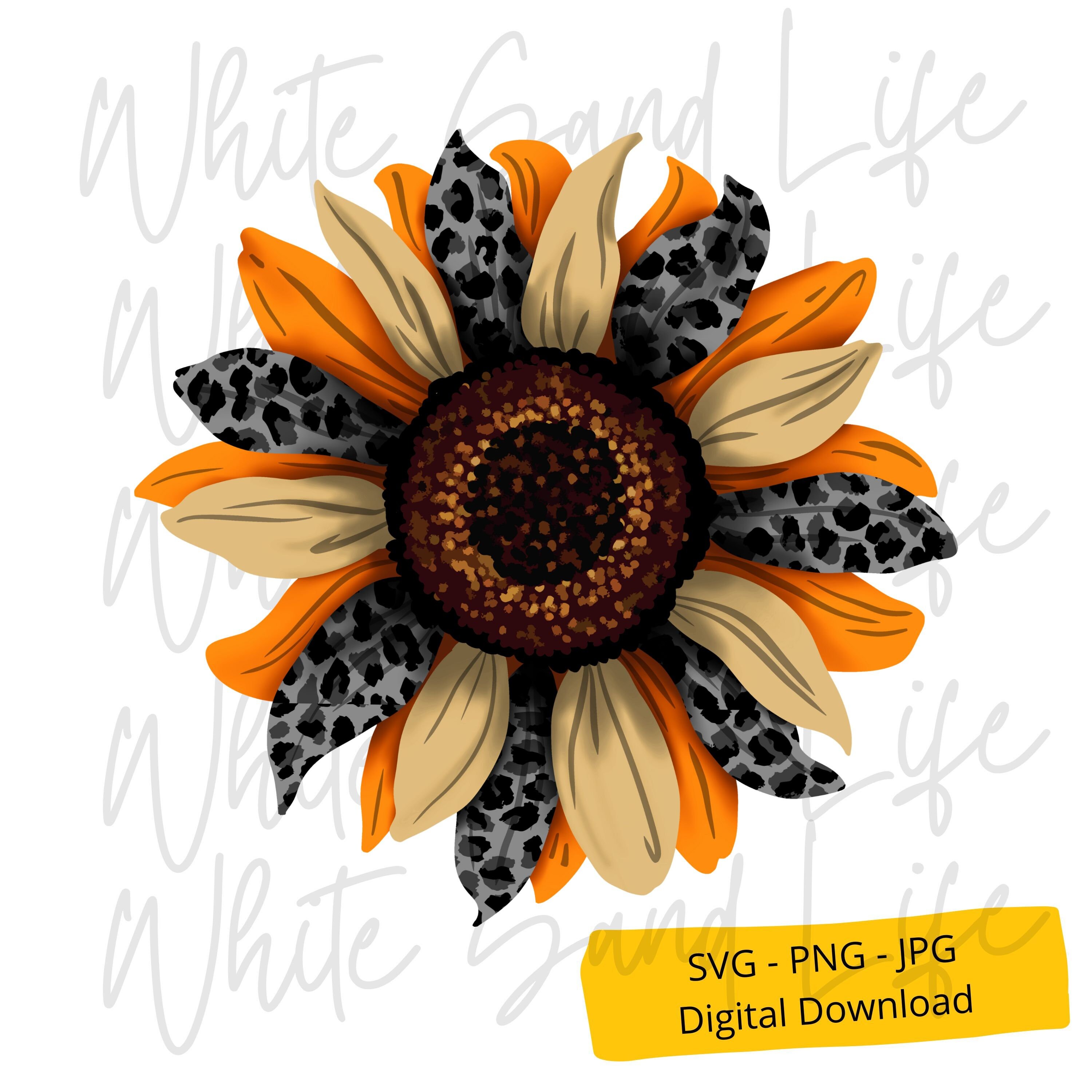 Leopard Sunflower Svg, Dark Leopard Sunflower Sublimation Png, Cricut ...