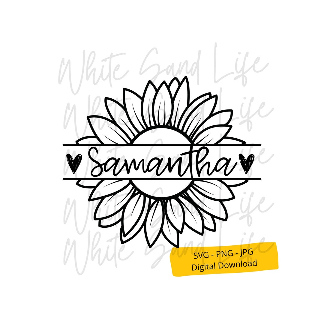 Personalized Sunflower Svg, Split Monogram Sunflower Png, Sunflower ...