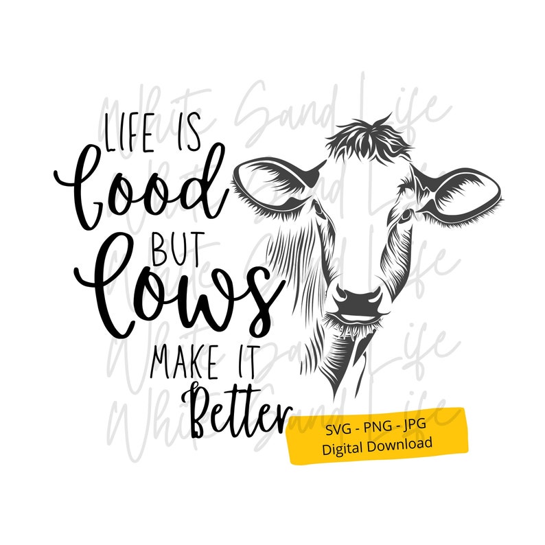 Cow Svg, Highland Cow Png, Life is Better Cows Svg, Cow Face Svg File ...