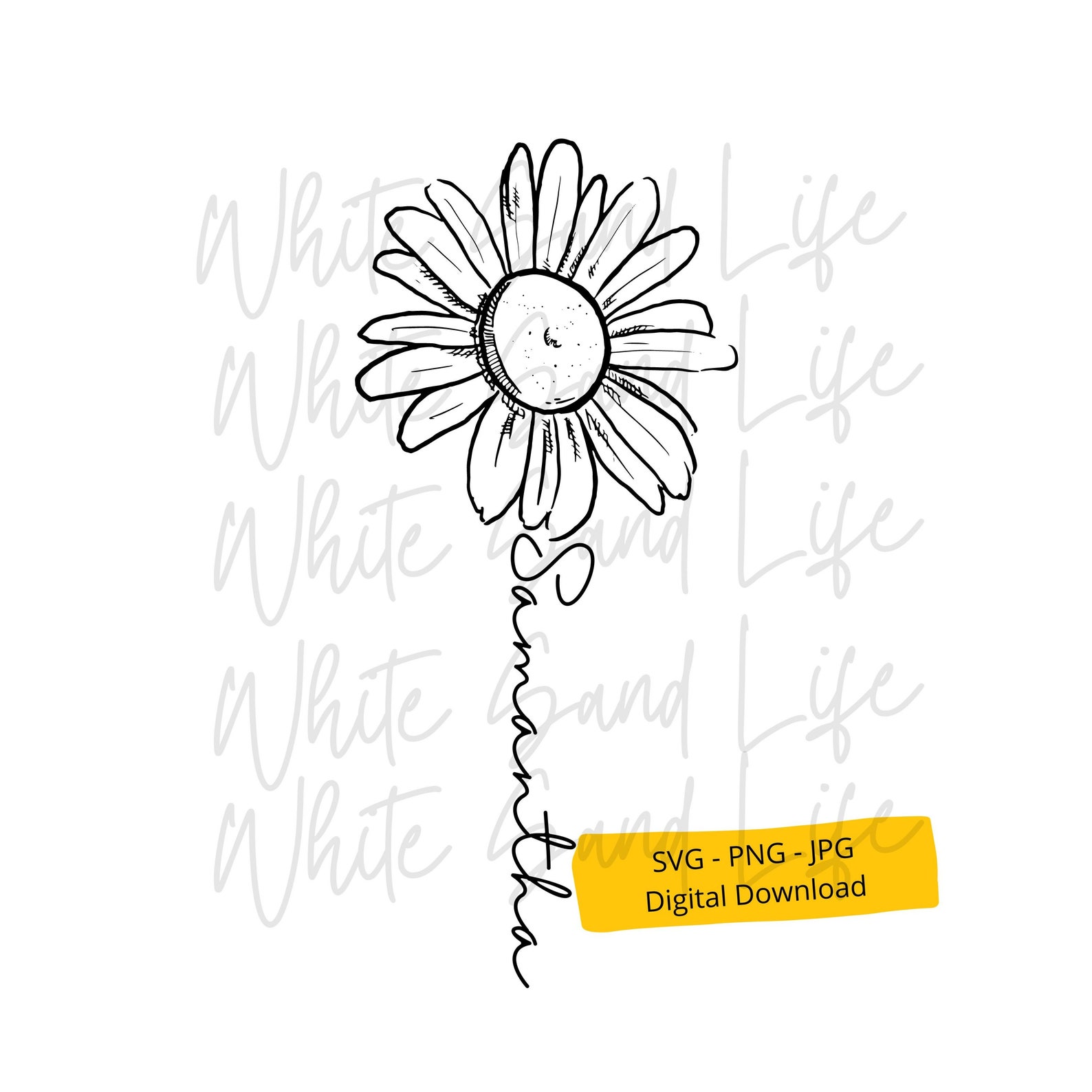 Personalized Daisy Svg, Daisy Png, Daisy With Name Clip Art, Spring Svg ...