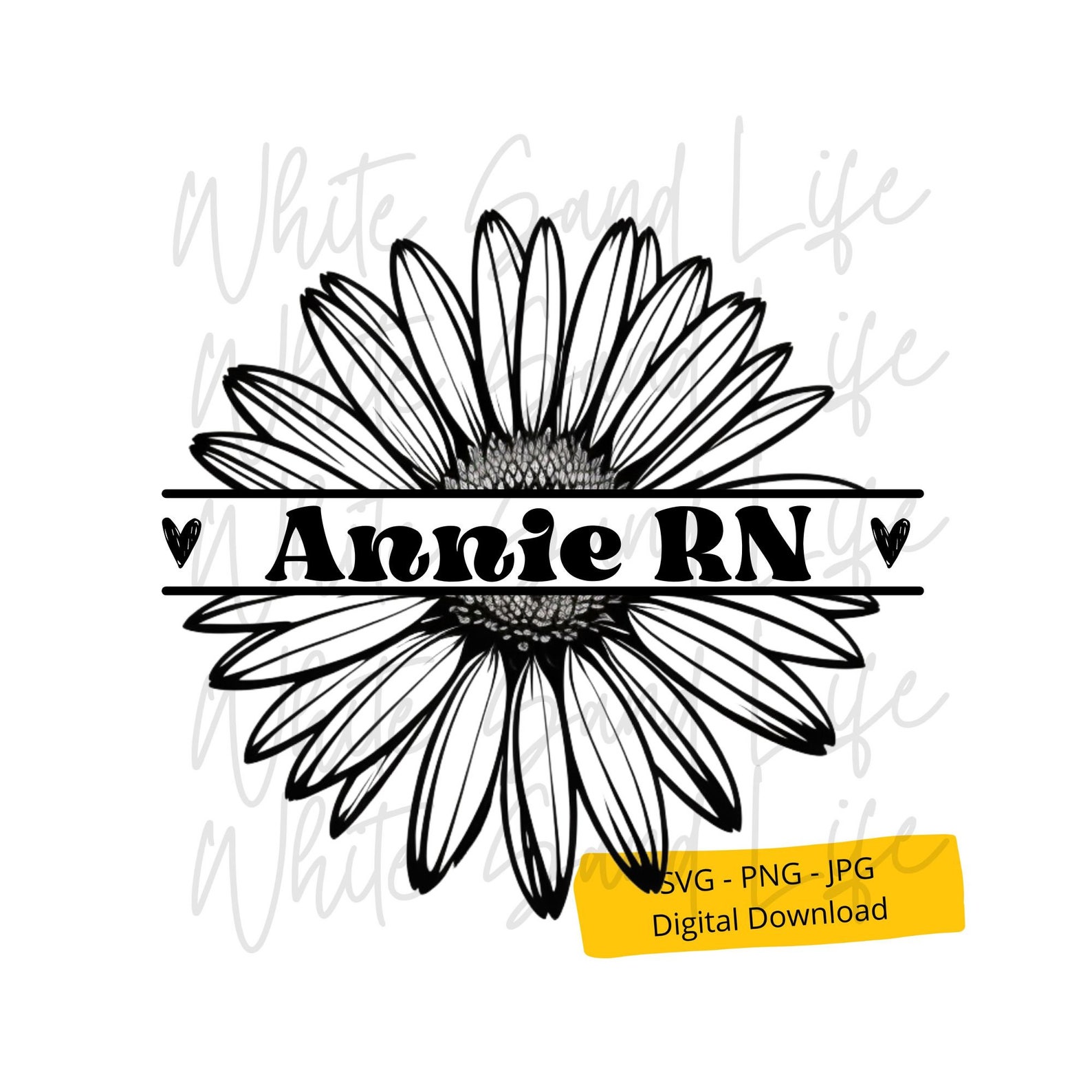 Personalized Daisy Split Monogram Svg, RN Svg, Daisy Png, Daisy With ...