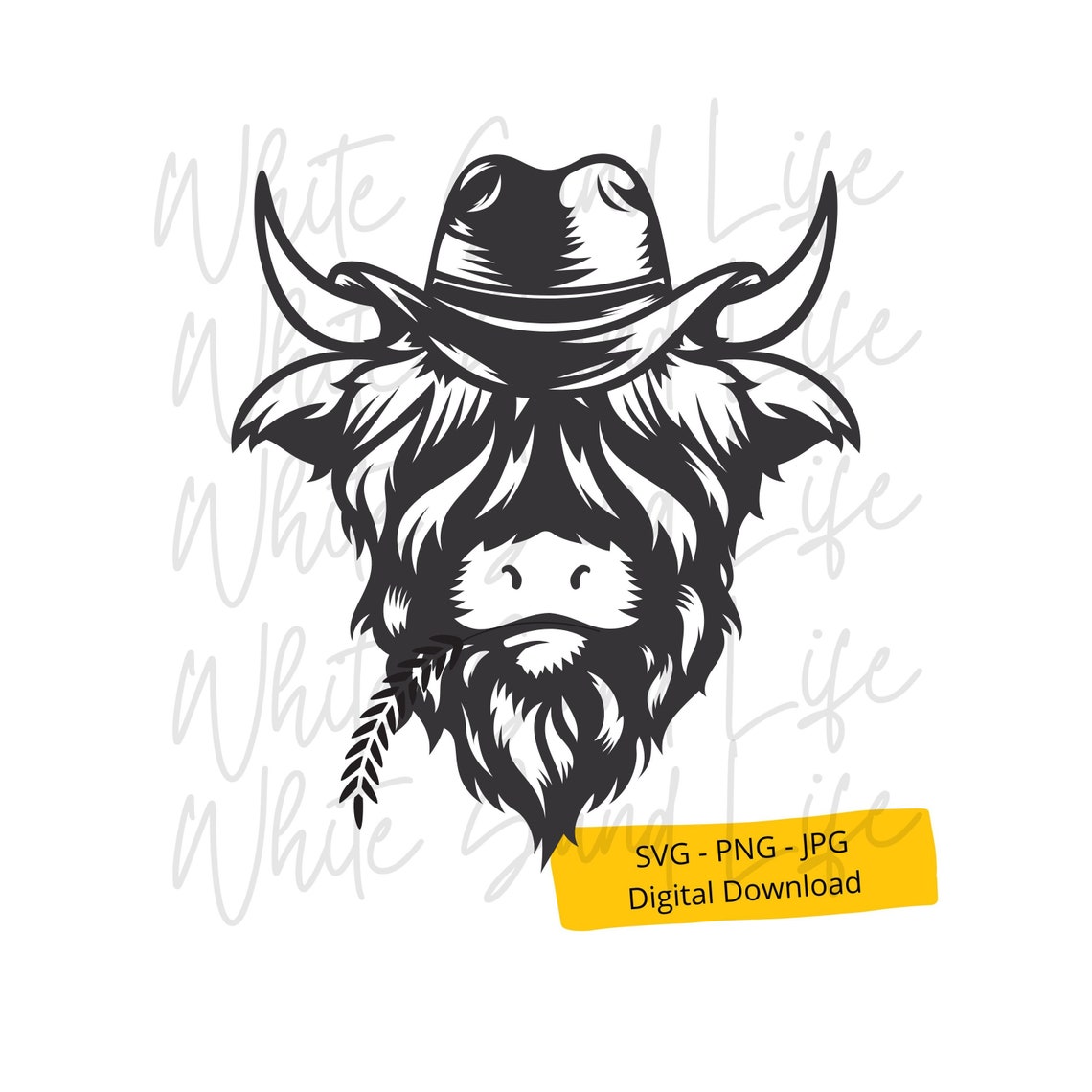 Cow Svg, Highland Cow Png, Cow With Cowboy Hat Svg, Cow Face Svg File ...