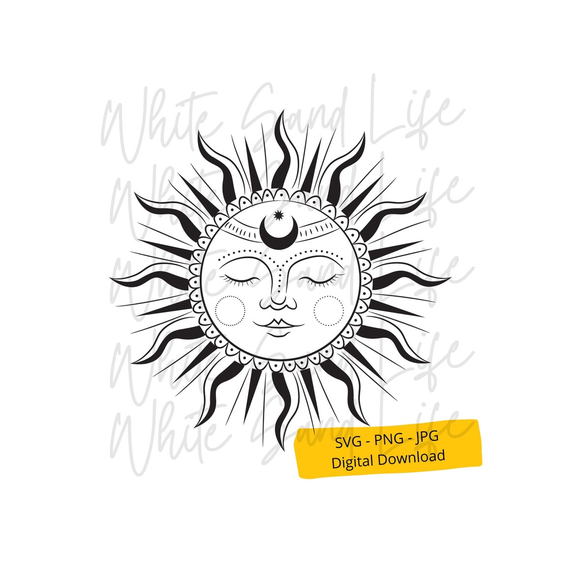 Sun Svg, Mystical Sun Png, Summer Sun Svg File, Sunny Face Svg ...