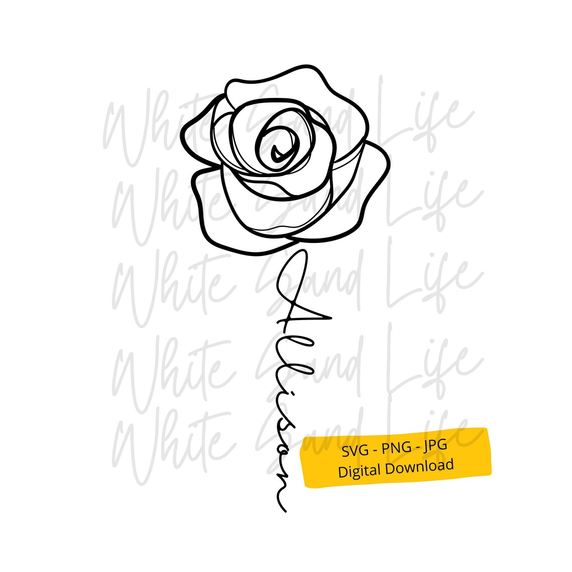 Personalized Rose Svg, Rose Png, Rose With Name Clip Art, Rose Design ...